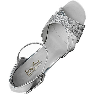 Women's Ballroom Dance Shoes Tango Wedding Salsa Latin Dance Shoes Silver Stardust & Silver Leather 6030EBB Comfortable - Very Fine 2.5" Heel 8 M US [Bundle of 5]