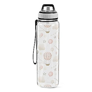 Burbuja Hot Air Balloon Clouds 32 oz Water Bottle with Straw Lid, Leakproof & BPA Free Tritan Bottle for Gym Fitness Outdoor Sports