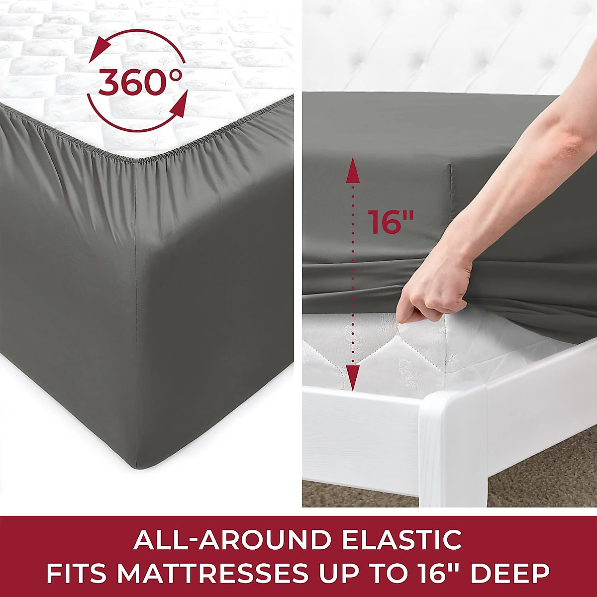 Mellanni Bed Sheet Set + Duvet Cover Set Bundle&Save - Hotel Luxury Bedding - Bundle Includes: 4pcs Bed Sheet Set and 5pcs Duvet Cover Set (Queen, Gray)