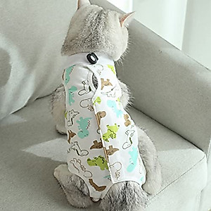 HACRAHO Recovery Suit for Cat, 1 PCS Cute Dinosaur E-Collar Cat Wound Surgery Recovery Suit Pet After Surgery Wear for Small Medium Pets, M
