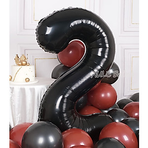 AULE 40 Inch Big Black 2 Balloon Number Large Foil Helium Number Balloons 0-9 Jumbo Giant Happy 2nd Birthday Party Decorations for Boy or Girl Huge Mylar Anniversary Party Supplies