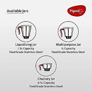 Pigeon by Stovekraft Senso 750 W Mixer Grinder with 3 Stainless Steel Jar for (Juicing, Chutney Making, Dry Grinding, Wet Grinding and Mincing)