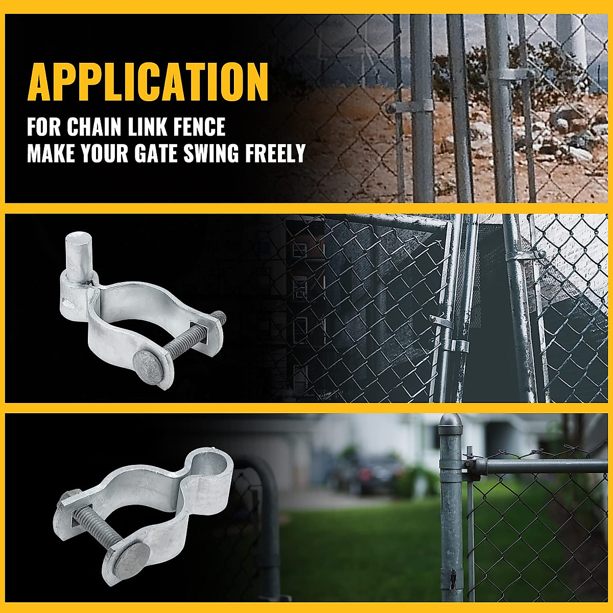 Chain Link Fence Gate Hinge Kit, VIVIDA 1-5/8" Gate Hinge Include Female Gate Hinge(2 PCS), Male Gate Hinge(2 PCS), Chain Link Fence Gate Hinge, Galvanized Gate Hinge, Chain Link Fence Parts