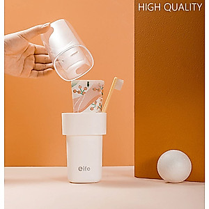 Travel Toothbrush Holder for Bathroom with 5 Toothbrush Head Protective Case, 1pcs White Covered Toothbrush Holders Can be Used as Toothbrush Travel Container for Camping School Business Trip Shower