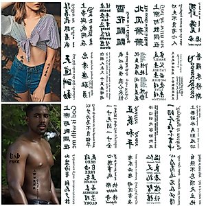 Tattoo Chinese 130+,Realistic and Elegant Temporary Tattoos of Chinese Characters, Fake Tattoo of Letters Waterproof and Long-Lasting Christmas Gift
