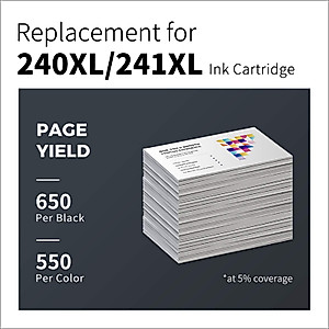 240XL 241XL LemeroUexpect Remanufactured Ink Cartridge Replacement for Canon PG-240 XL CL-241 XL Combo Ink for Pixma MG3620 MG3520 TS5120 MX532 MG3220 MG2120 MX452 MX432 Printer Black Tricolor 2P