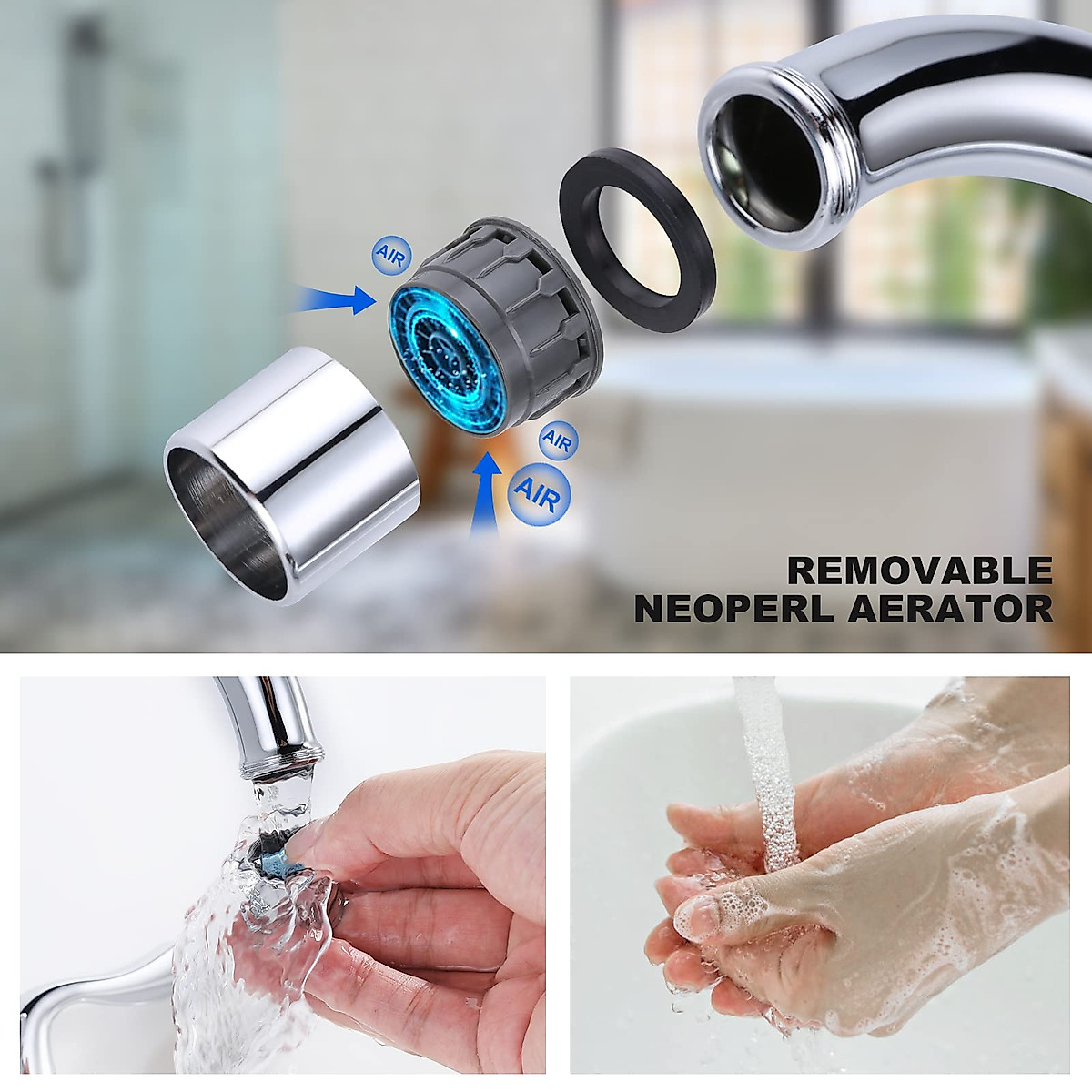 ARCORA 2 Handle Bathroom Faucet Chrome, 4 Inch Centerset Bathroom Sink Faucet with Drain Assembly and Supply Hoses, Bathroom Faucet 3 Holes