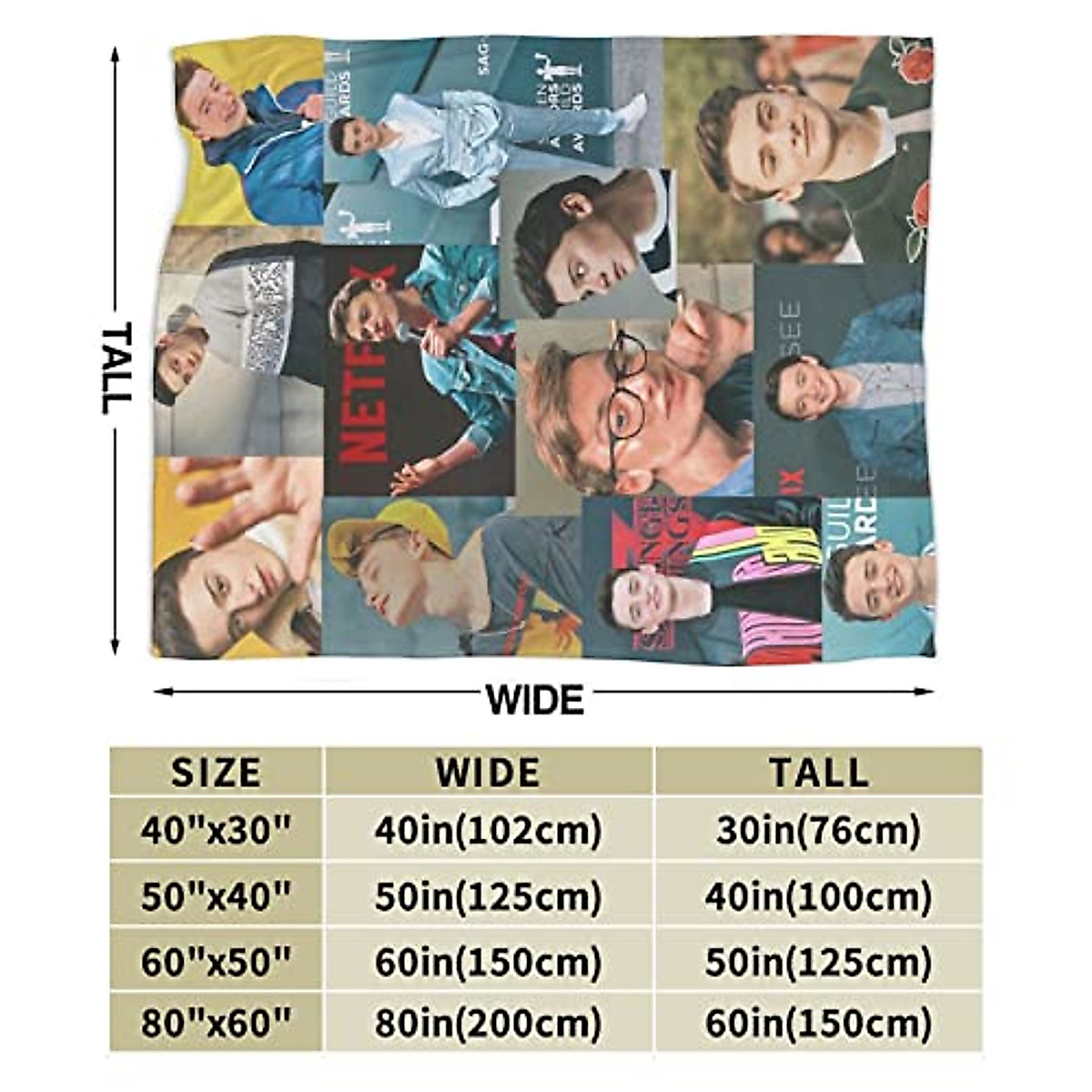 Noah Schnapp Collage Ultra-Soft Micro Fleece Throw Blanket Warm Comfortable Versatile Blanket for Sofa and Travel