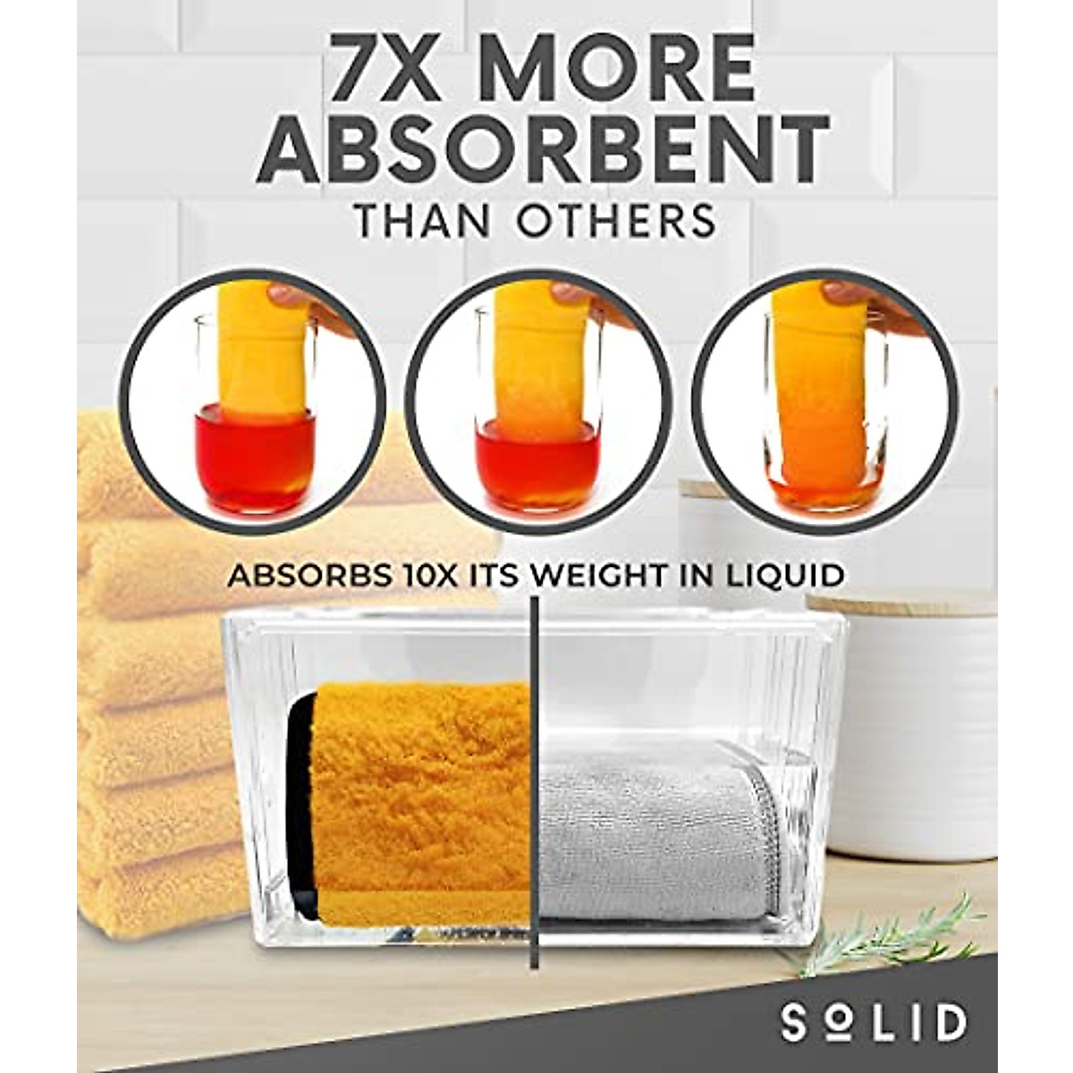 Solid Multipurpose Plush Microfiber Cleaning Cloth - Cleaning Towel for Household, Car Washing, Drying & Auto Detailing - 12" x 12" (Yellow, 12)