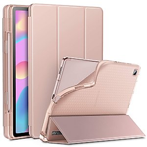 INFILAND Case for Samsung Galaxy Tab S6 Lite 10.4 Inch(2024/2022/2020) - Shockproof Frosted Translucent Back with S Pen Holder&Auto Wake/Sleep Function, Rose-Gold
