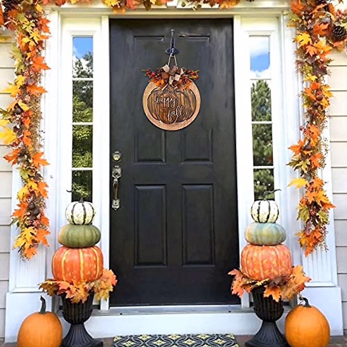 Halloween Welcome Hanging Door Sign Wreath Decoration Truck Doorplate Halloween Goods Pumpkin Autumn Stolen Home Home Decor (As show, One Size)