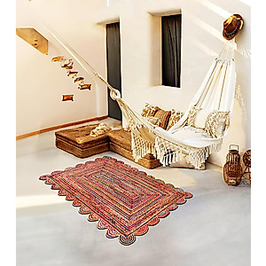 RIANGI Chindi Rug - Boho Rug, Area Rug 4x6 Feet, Braided Rugs, Chindi Jute Rug, Multicolor Braided Area Rug for Living Room, Small Farmhouse Style, Bohemian Decor - 48x72 Inches