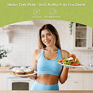 Fuyit 250Pcs Compostable Paper Plates with Cutlery Set, Disposable Biodegradable LONG Utensil Eco-Friendly Dinnerware Includes Plates, Fork, Knife & Spoon for Party, Camping, Picnic (White)