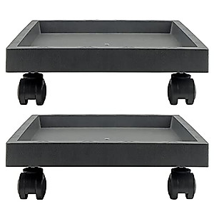 ZEONHEI 2 Packs 11.4 Inch Square Plant Caddy with Wheels, Heavy Duty Plant Dolly Saucer with Wheels, Rolling Plant Stand Wheeled Planter Caddy Tray for Moving Potted Plants, Grey
