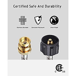 SHINESTAR 3-Pack Propane Y Splitter Tee Adapter and Propane Hose Adapter 1 LB to 20LB and Propane Refill Adapter