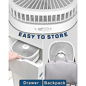 brocoon Desk and Floor Fan, 12500 mAh Portable Folding Rechargeable Fan Adjustable Height 14.6"-40.2", Automatic Oscillating Fan for Office Home Outdoor Camping Travel