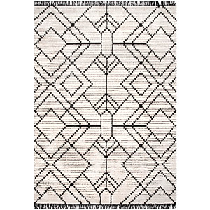 nuLOOM Carlina Geometric Shag Fringe Area Rug, 5x8, Beige