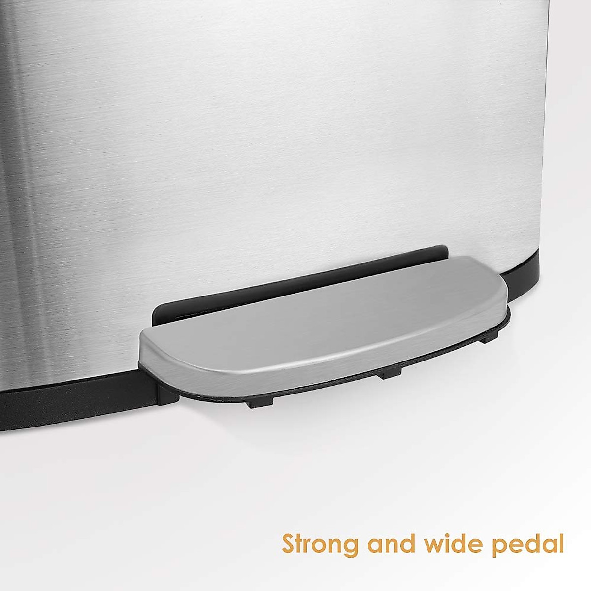 Pirecart 13.2 Gallon Trash Can, Stainless Steel Garbage Bin with Lid, Silent Gentle Open and Close Dustbin with Durable Pedal, Inner Bucket, for Kitchen Bathroom Livingroom Home Office ,Silver(50L)