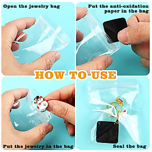 Haiabei 120 Pcs Clear Plastic Self Locking Jewelry Bags Sets Jewelry Anti-Tarnish Paper Tab Strips Self Seal Small Zipper Bag Jewelry Storage Baggies for Jewelry,Gift Card,Candy