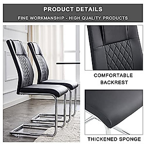 BAOPIN Dining Chairs Set of 2,Dining Room Side Chairs, Kitchen Chairs with Faux Leather Padded Seat High Back and Sturdy Chrome Legs, Chairs Kitchen/Living Room/Leisure,Black