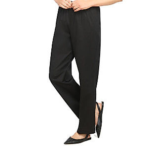 Alfred Dunner Women's Misses All Around Elastic Waist Cotton Medium Twill Pant, Black, 16