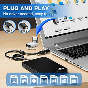 Chuanganzhuo Floppy Disk Reader, 3.5 inch External USB Type C Floppy Disk Drive for PC, Laptop and Desktop Compatible with Windows 11/10/8/7/2000/XP, Black, Frosted Texture