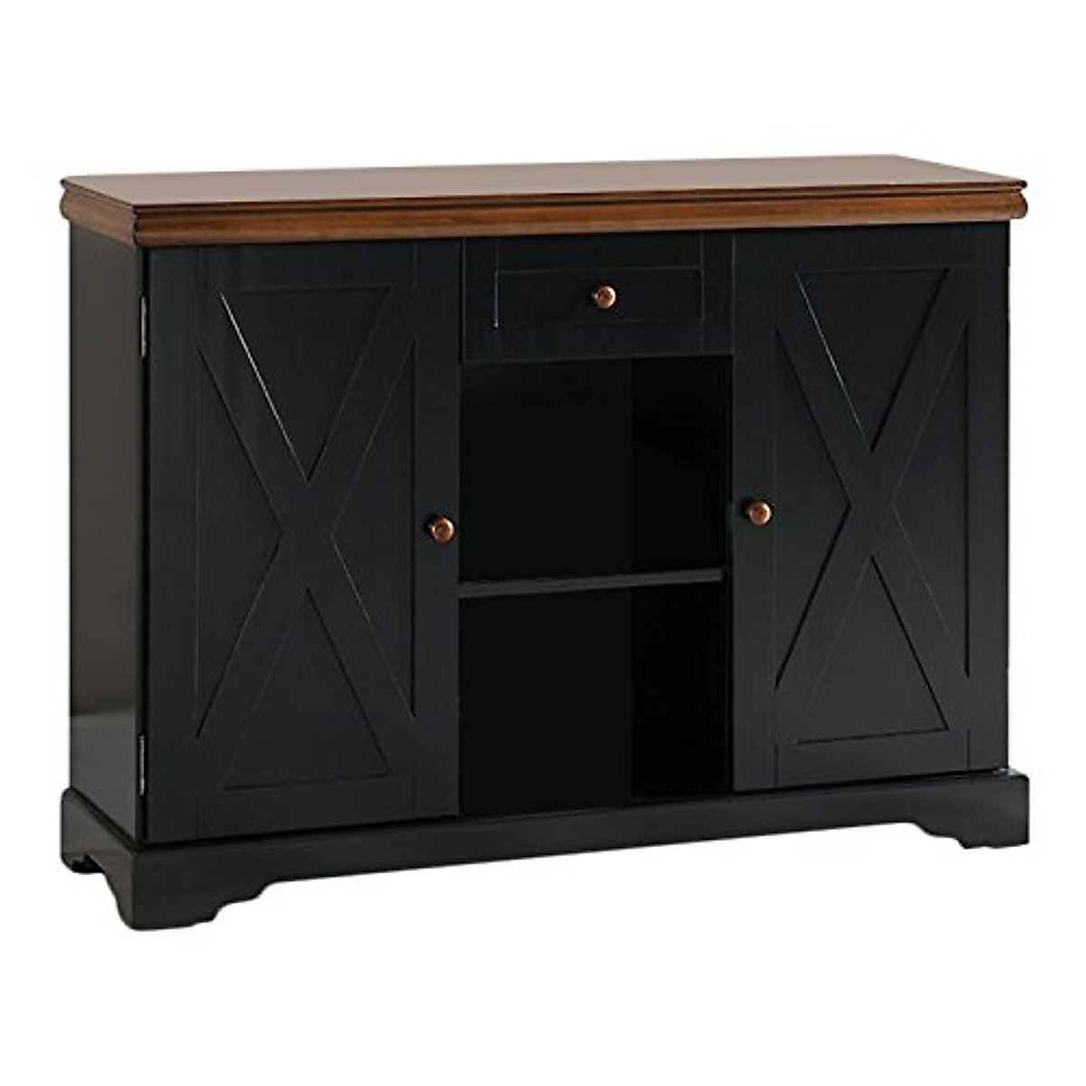 Kings Brand Furniture - Wood Buffet Cabinet Console Table, Black / Walnut