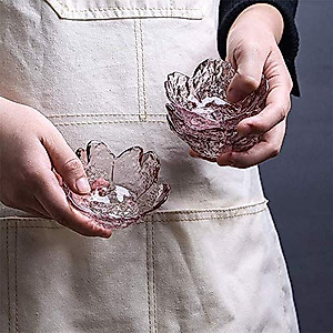 4pcs Glass Sakura Shape Small Seasoning Dishes Dipping Bowls Appetizer Plates,3.4inch