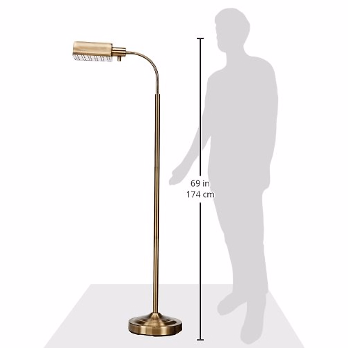daylight24 402051-07 Natural Daylight Battery Operated Cordless Floor Lamp, Antique Brass