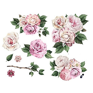 Delicate Roses Rub On Transfer Cute, Beautiful Home Decor Transfers Redesign with Prima, Cute Furniture and Craft Decals, Includes 3 Sheets (3 Unique Designs)