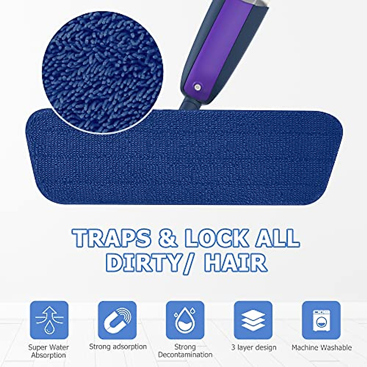 Wet Mops for Floor Cleaning- MEXERRIS Spray Mop with Spray Floor Mops with 3 Reusable Replacement Mop Pads 2 Bottle Microfiber Hardwood Floor Mops for Laminate Wood Ceramic Tiles Floor Cleaning