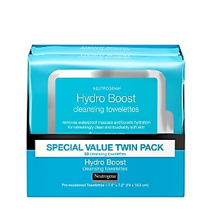 Neutrogena Neutrogena Hydroboost Facial Cleansing & Makeup Remover Wipes With Hyaluronic Acid, Twin Pack, 25 Ct, 25 count (Pack of 4)