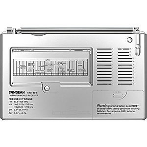 Sangean ATS-405 FM-Stereo/AM/Short Wave World Band Receiver, Silver
