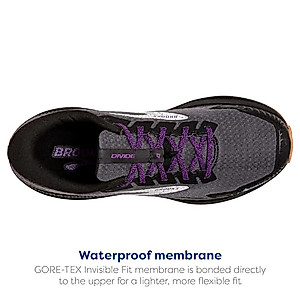 Brooks Women’s Divide 4 GTX Waterproof Trail Running Shoe - Black/Blackened Pearl/Purple - 9 Medium
