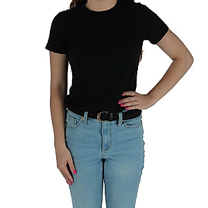 CTM® Women's Elastic Braided Stretch Belt, Medium, Black