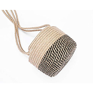 RUIZHIXUAN Hanging Planter Basket Jute Rope Woven Plant Hangers Indoor Hanging Plant Holder Up to 7" Pot Macrame Modern Storage Organizer Home Decor (Jute)