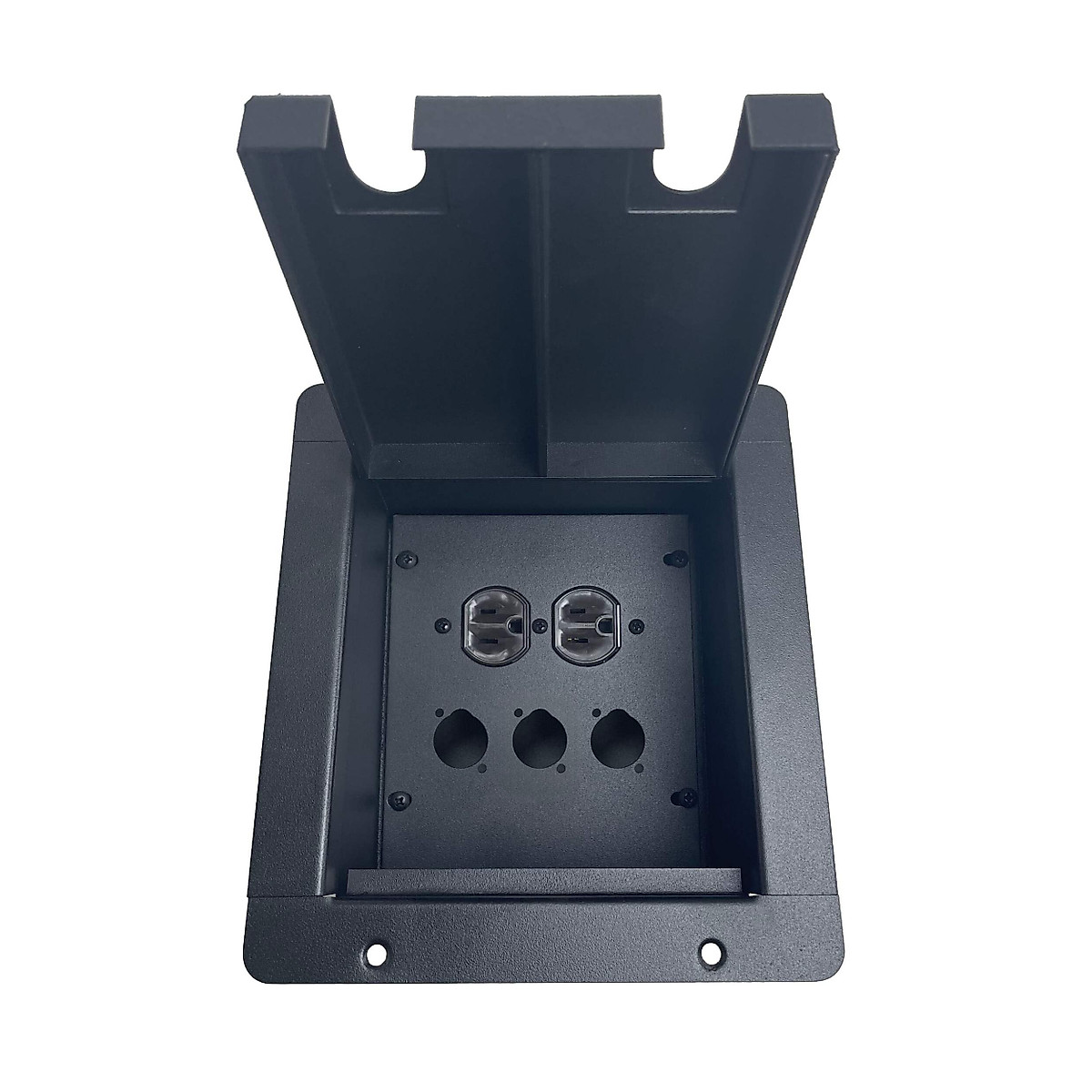 ProCraft Pro Audio Recessed Floor Pocket Box. Loaded AC Duplex and PrePunched for 3 "D" XLR's Made in the USA