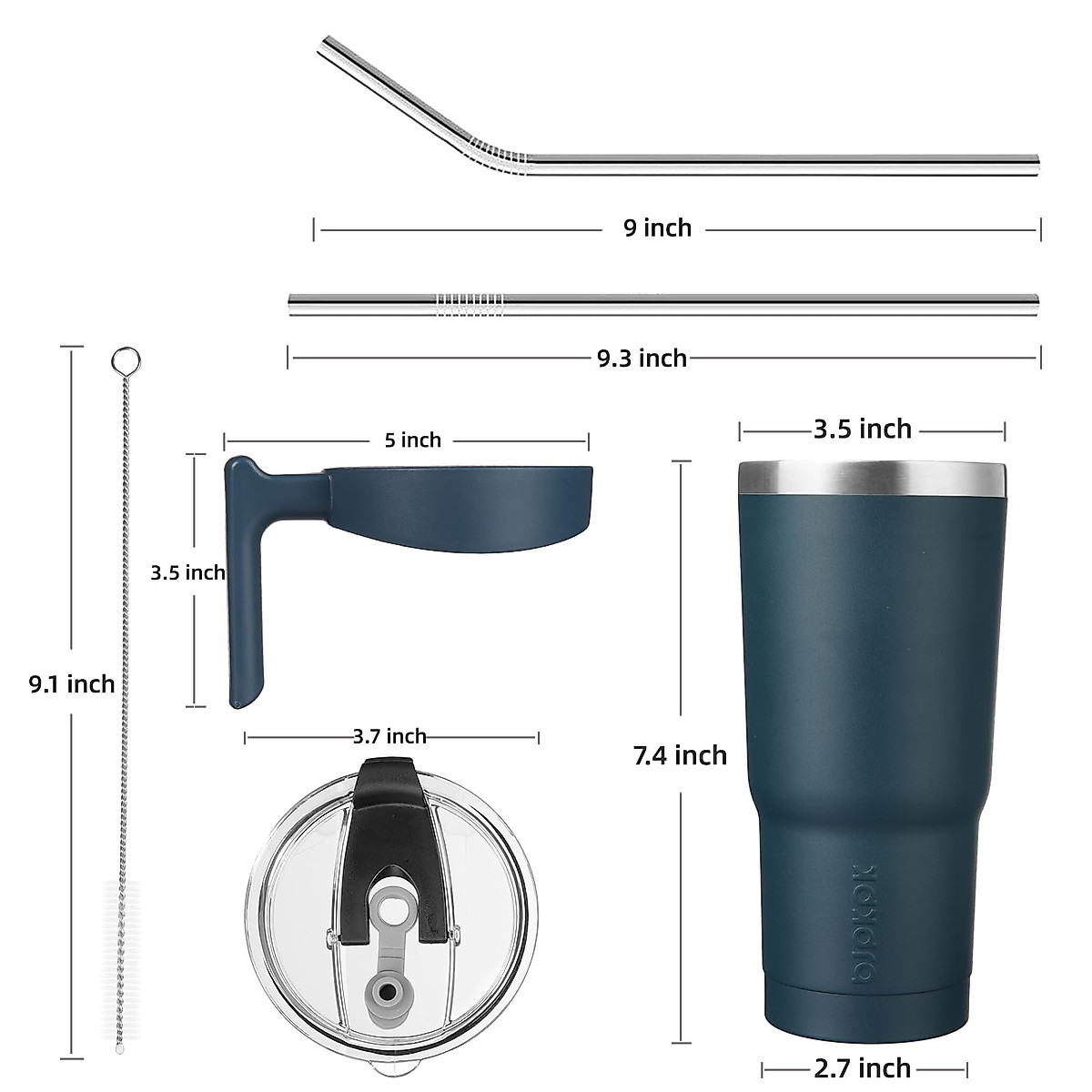 BJPKPK 20 oz Tumbler With Handle Insulated Tumbler With Lid And Straw Stainless Steel Travel Mug Coffee Cups,Navy Blue