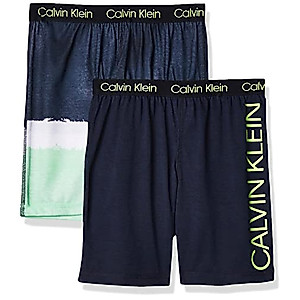 Calvin Klein Boys' Lounge Pajama Shorts, 2 Pack, Dipdye/Black Iris, 14-16