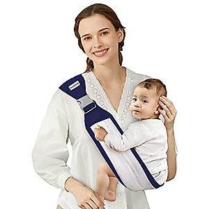 Adjustable Baby Sling Carrier for Newborn, Breathable Mesh One Shoulder Baby Holder Carrier, Baby Slings for Toddler Up to 45lbs (Dark Blue)