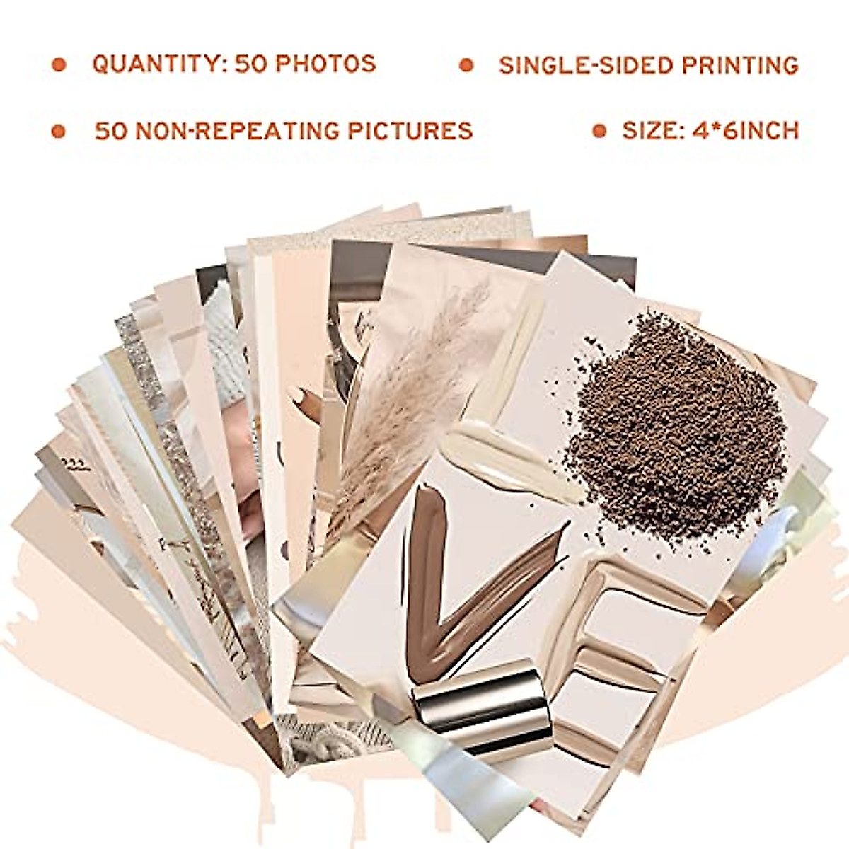 WOONKIT Beige Wall Collage Kit Aesthetic Pictures, Room Decor Aesthetic, Room Decor for Teen Girls, Photo Collage Kit for Wall Aesthetic, Room Decor for Bedroom Aesthetic, Trendy Teen, 50PCS 4X6 IN