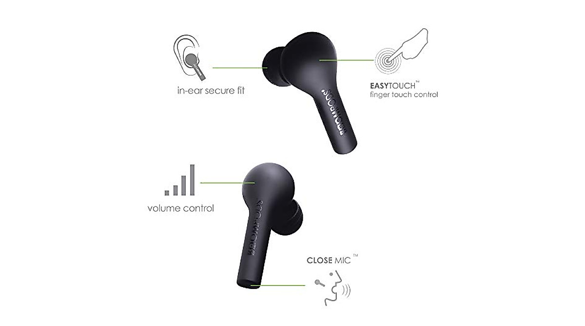 BoomPods Bassline Wireless Earbuds with IPX5 Water Resistance