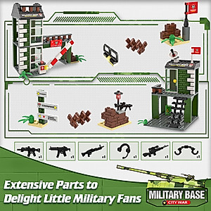 WishaLife City War Military Base Building Set with Army Car, Tank, Airplane, Helicopter, Military Toy Gift for Kids Boys Age 6+ (1162 PCS)