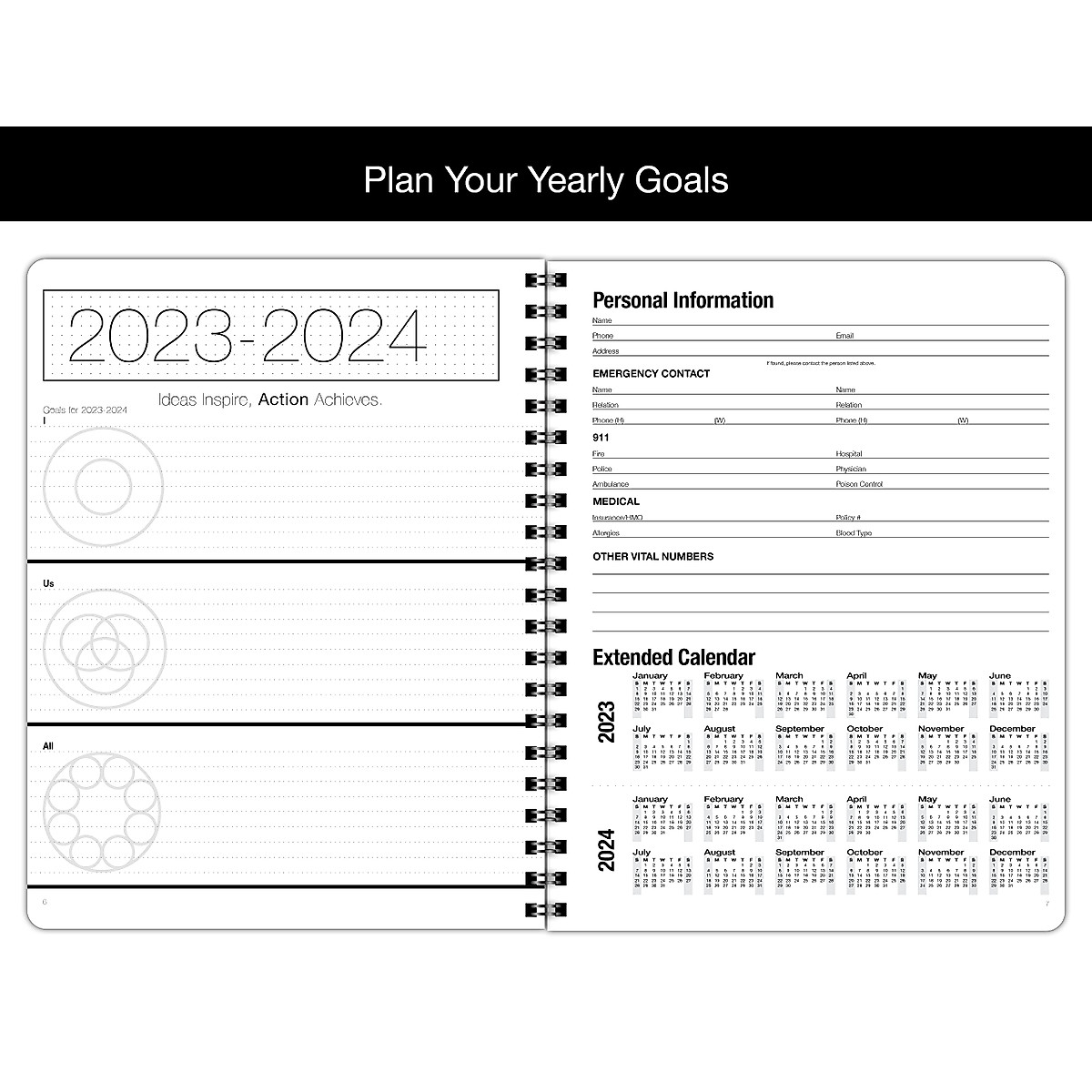 Dated Minimalist DayPlanner - 12 Monthly Calendar Overview, to-do Lists, Weekly and Daily Planning (8.5 by 11 inches), 2023-2024 Minimalist