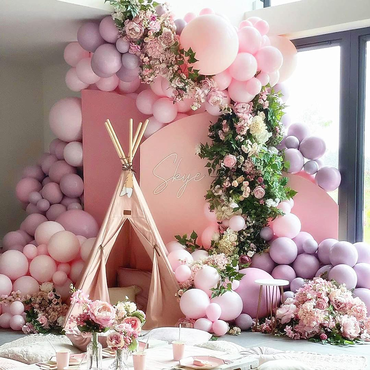 Purple Pink Balloon Double Stuffed Lavender Balloon Garland Latex Pastel Light Pink Lilac Balloons Arch Kit for Bridal Baby Shower Wedding Birthday Butterfly Fairy Flower Theme Party Decoration