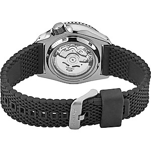 SEIKO SRPD93 Watch for Men - 5 Sports - Automatic with Manual Winding Movement, Blue Sunray Dial with Blue Bezel, Stainless Steel Case, Black Silicone Strap, and Day/Date Display