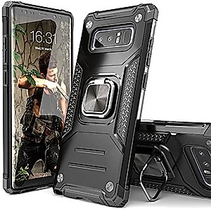 IDYStar Galaxy Note 8 Case for Men Boys, Hybrid Drop Test Cover with Car Mount Kickstand Slim Fit Protective Phone Case for Galaxy Note 8, Black