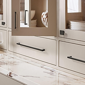 TUNNY 10 Pack Square Solid Cabinet Knobs - Matte Black Furniture Hardware Handles for Kitchen Cabinets Bedroom Dresser Wardrobe Cabinet Pulls