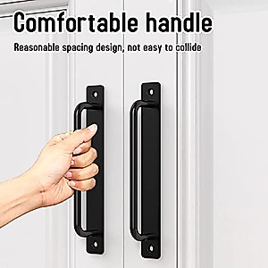 Mozeat Lens 2 Pack Sliding Barn Door Handles Matte Black Barn Door Pull Handle 160mm Double Sided Door Handle Set for Sliding Gate Wardrobe Cupboard Cabinet Closet
