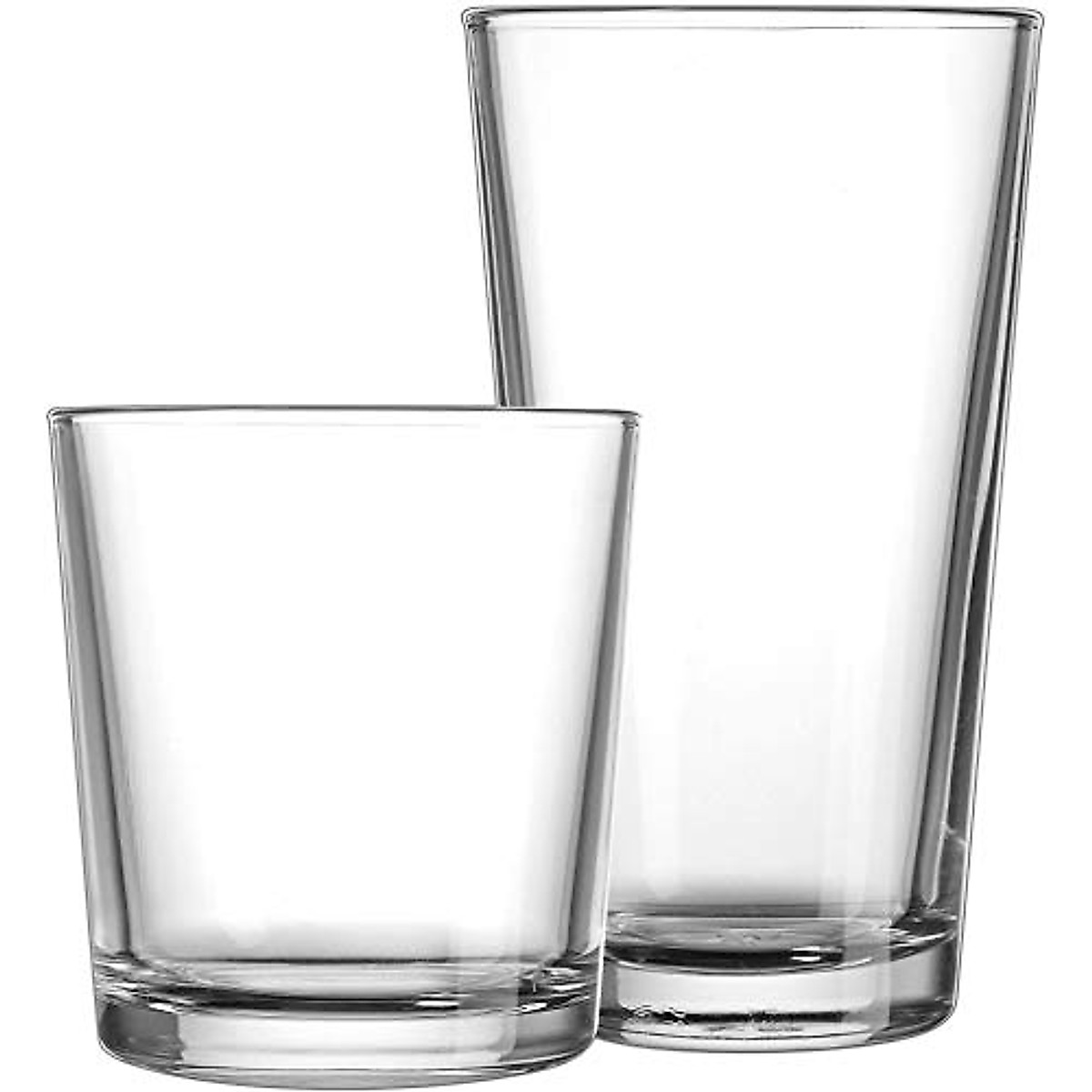 HE Classic Drinking Glasses Set, 12-Count Classic Glassware, Includes 6 Cooler Glasses(17oz) 6 DOF Glasses(13oz)12-piece Elegant Glassware Set